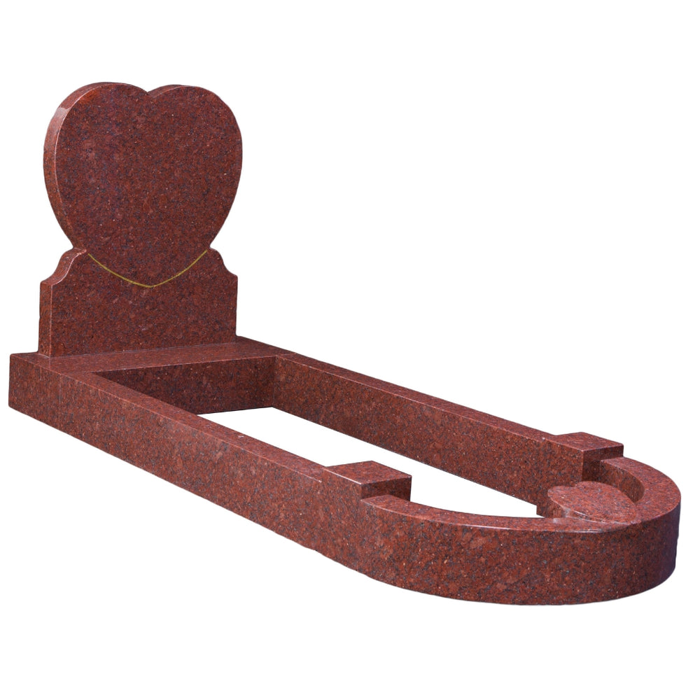 Heart shaped headstone with curved foot kerb and raised heart – A ...