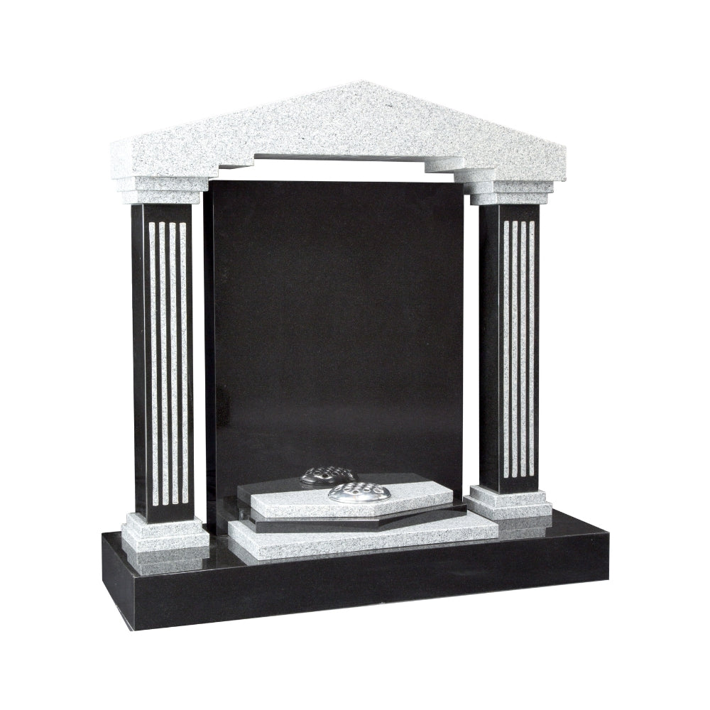 Classic square memorial with side columns & layered base – A. Clarke ...