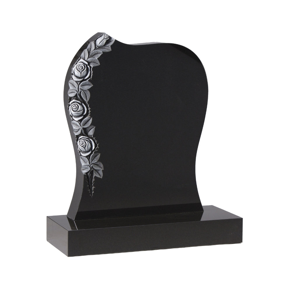 Headstone With Carved Rose Design – A. Clarke Memorials