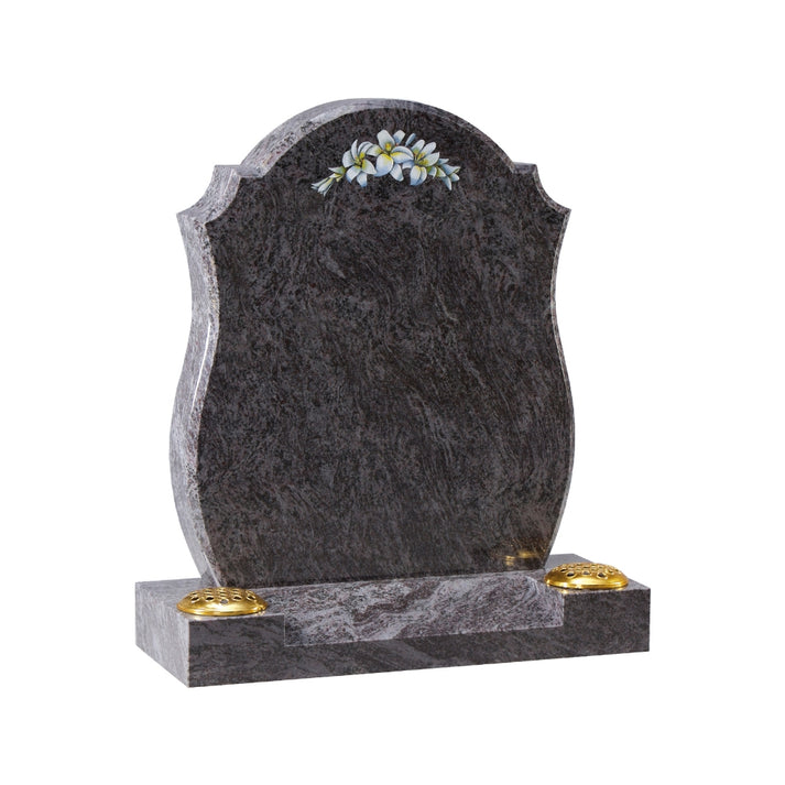 Headstone With Painted Spray Of Lilies – A. Clarke Memorials